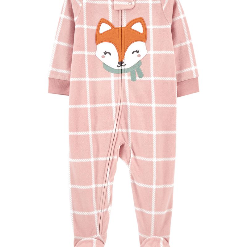 Pink Toddler 1-Piece Fox Fleece Footie Pyjamas | Carter’s Oshkosh Canada