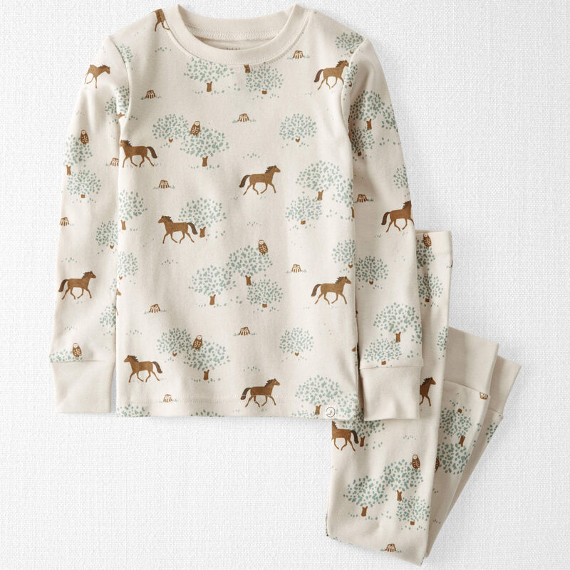 Wild Horses Toddler Organic Cotton Pajamas Set in Sweet Cream | Carter ...