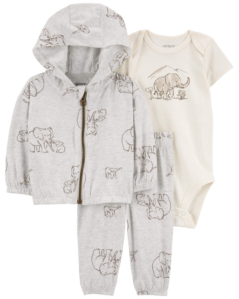 Grey/Ivory Baby 3-Piece Elephant Little Jacket Set | Carter’s Oshkosh ...