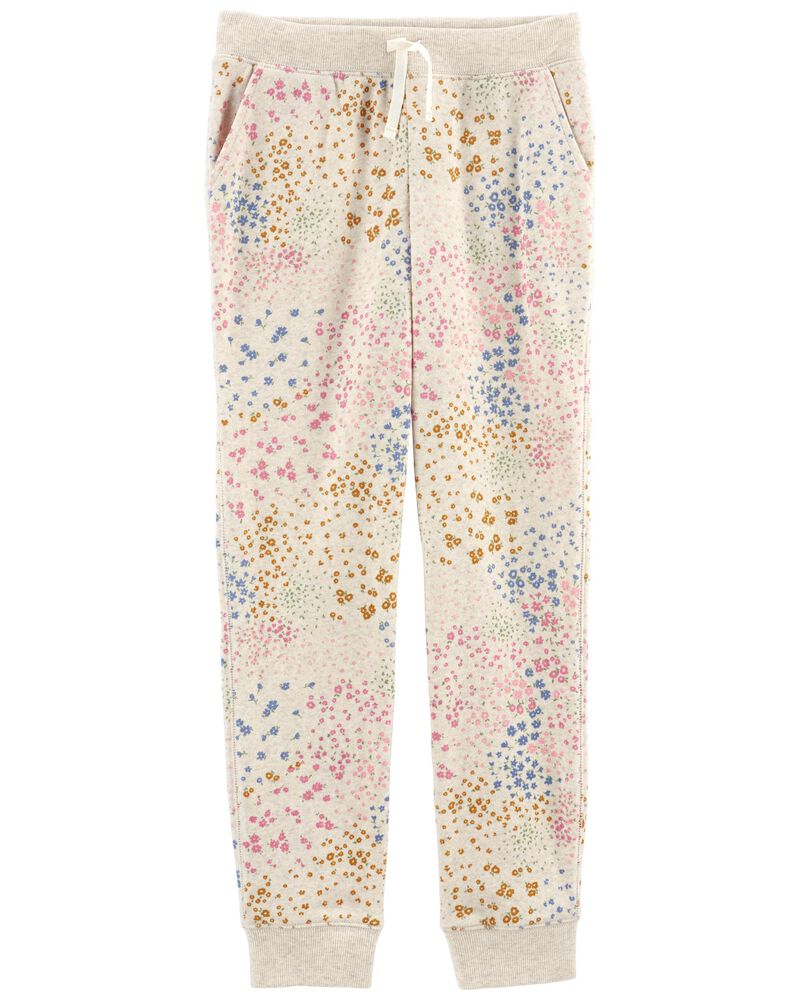 Oatmeal Floral Pull-On Floral Print Fleece Pants | carters.com