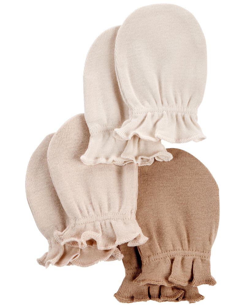 Khaki/Ivory 3-Pack Mittens | carters.com