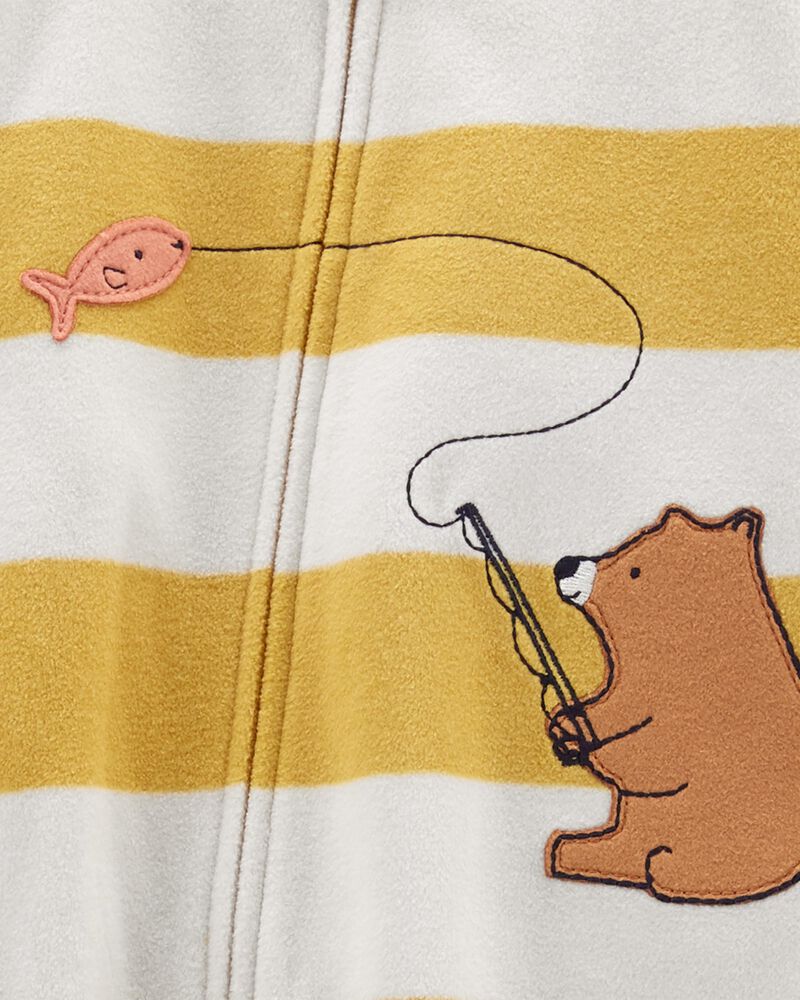 Yellow 1-Piece Striped Bear Fleece Footie PJs | carters.com