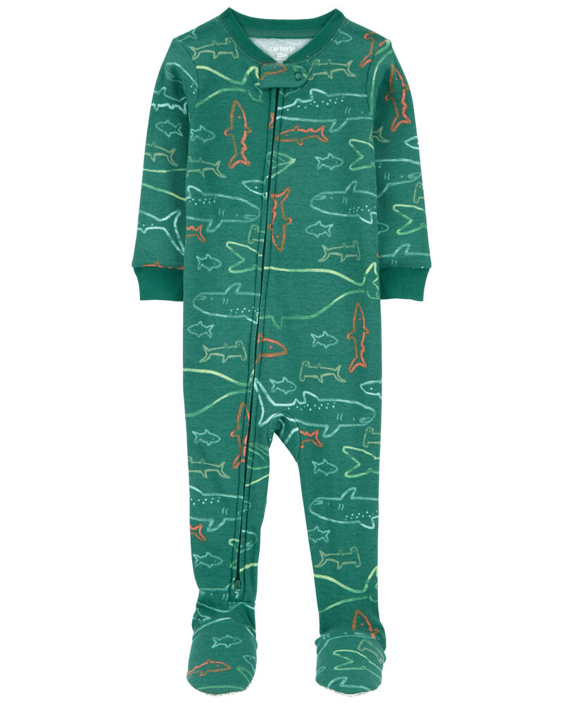 Green 1-Piece Shark 100% Snug Fit Cotton Footie Pyjamas | Carter’s Canada