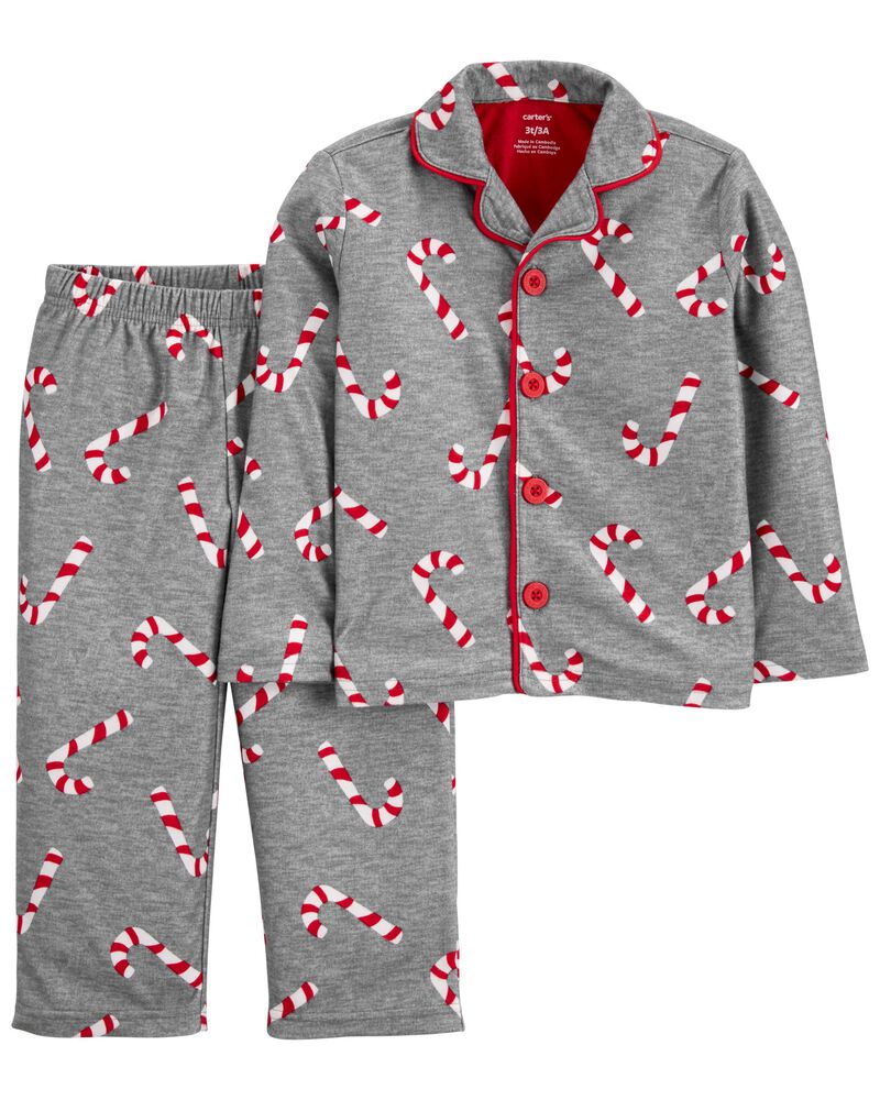 Heather 2-Piece Candy Cane Fleece Coat-Style PJs | carters.com