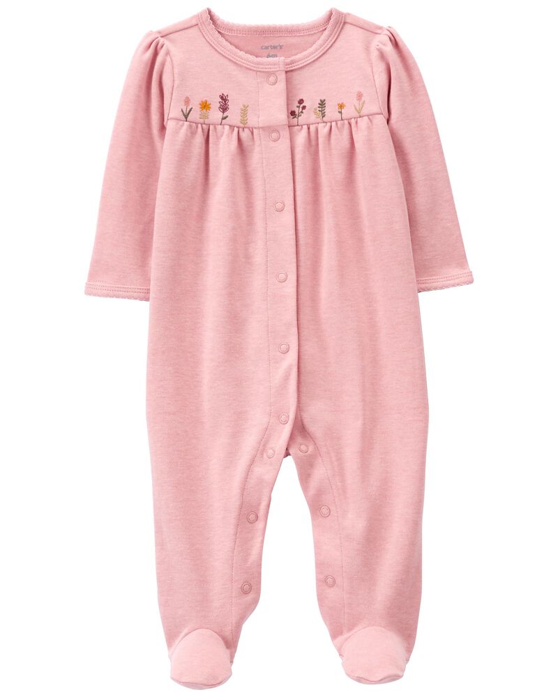 Pink Floral Snap-Up Cotton Sleeper Pyjamas | carters.com
