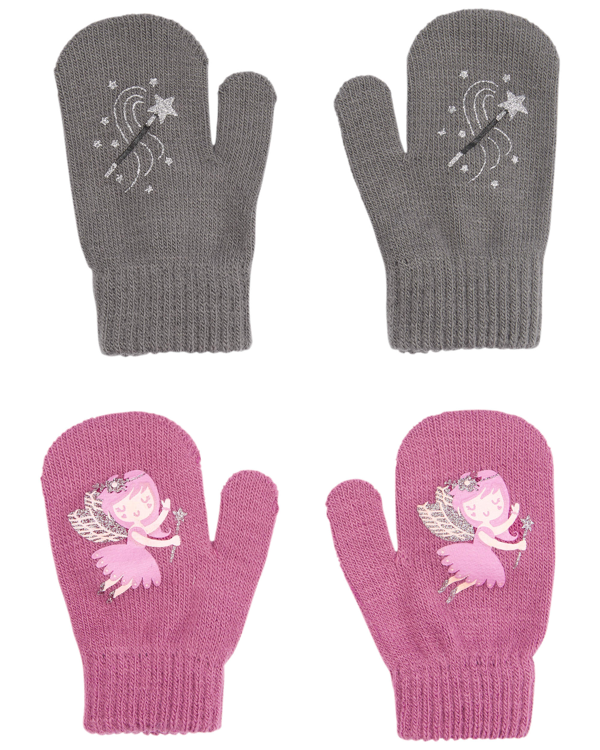 Pink Grey Toddler Kombi 2 Pack Fairy Gripper Mittens Carter s Oshkosh Canada