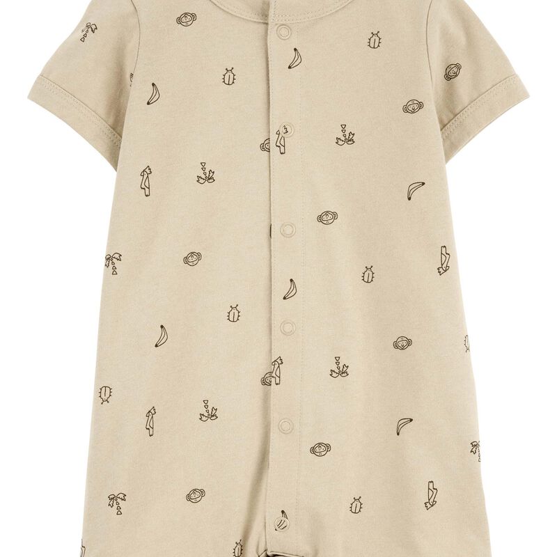 Tan Jungle Print Snap-Up Romper | Carter’s Oshkosh Canada