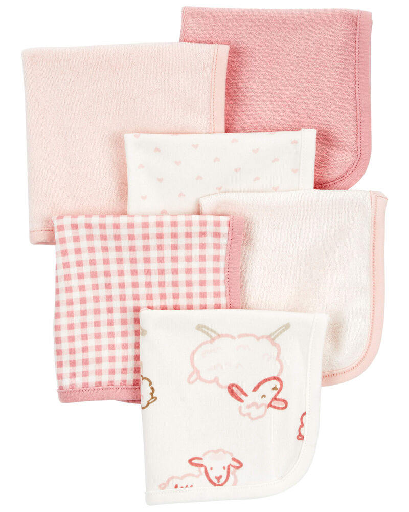 Pink/Ivory Baby 6-Pack Wash Cloths | Carter’s Oshkosh Canada
