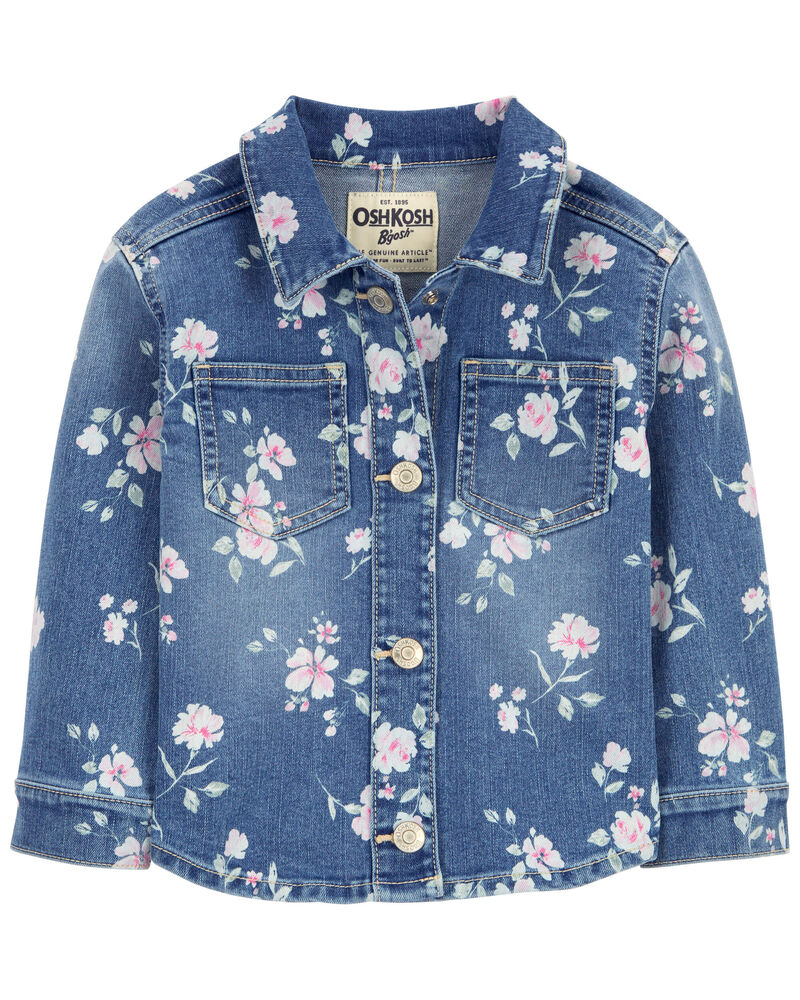 Medium Wash Baby Floral Print Denim Jacket | Carter’s Oshkosh Canada