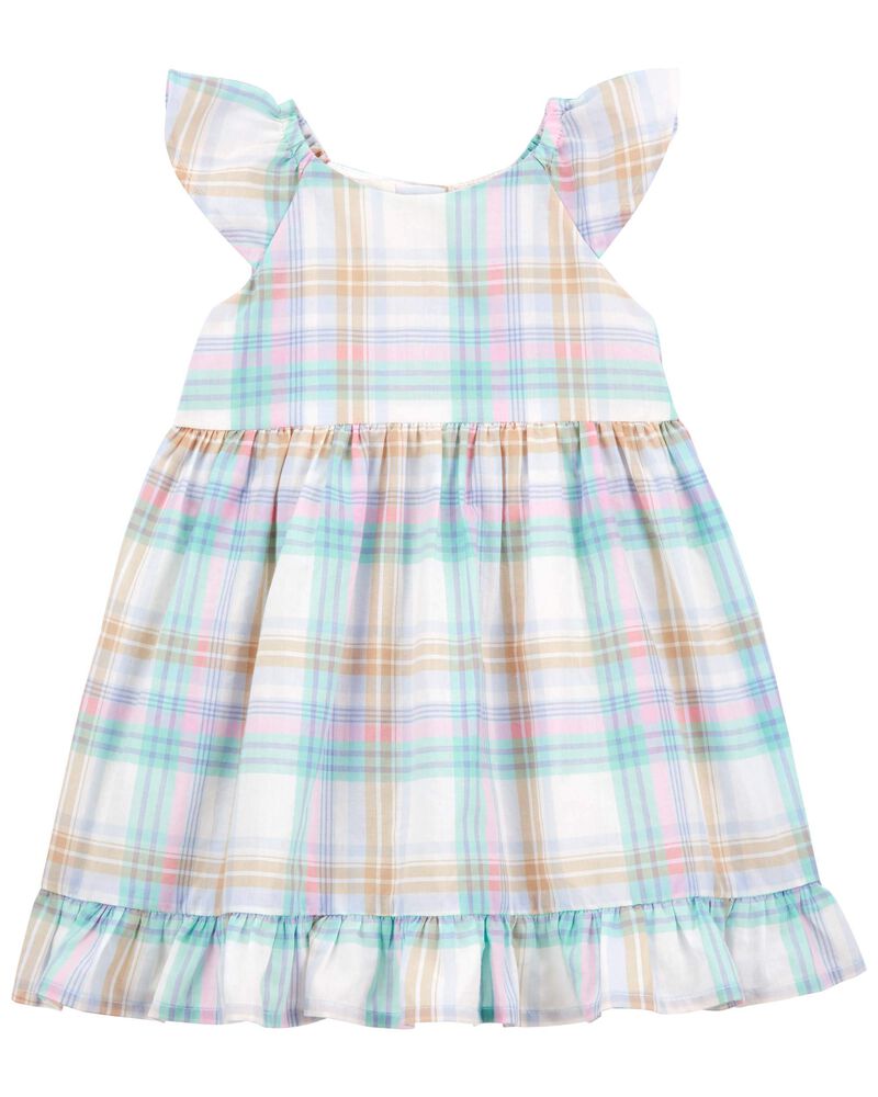 Multi Baby Plaid Flutter Babydoll Dress | Carter’s Oshkosh Canada