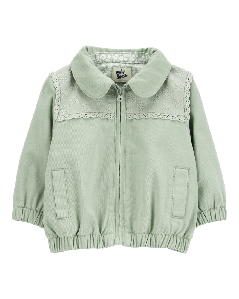 Green Baby Zip-Up Eyelet Woven Jacket | Carter’s Oshkosh Canada