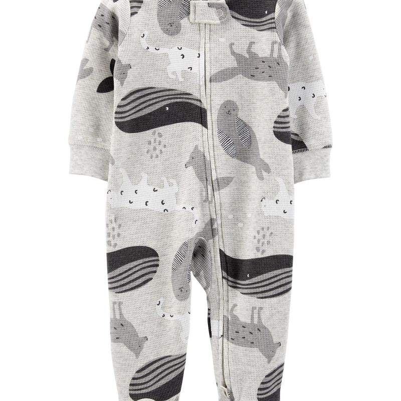 Grey Whale Cotton Zip-Up Sleeper Pyjamas | carters.com