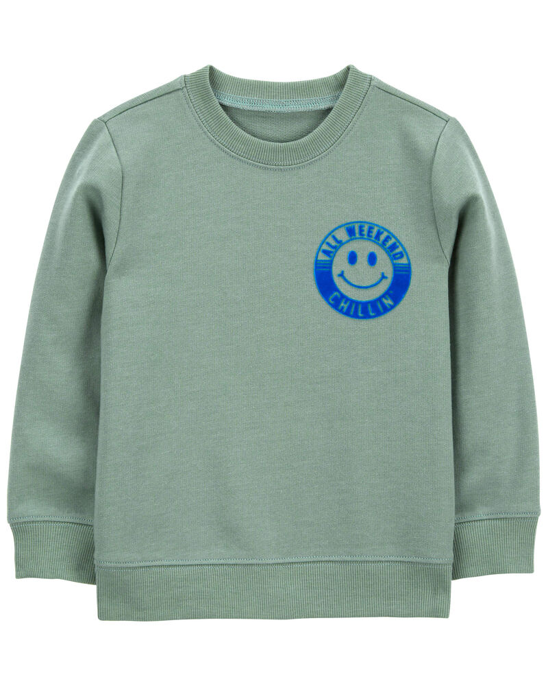 Green Toddler Smiley Face Pullover Sweatshirt | Carter’s Oshkosh Canada