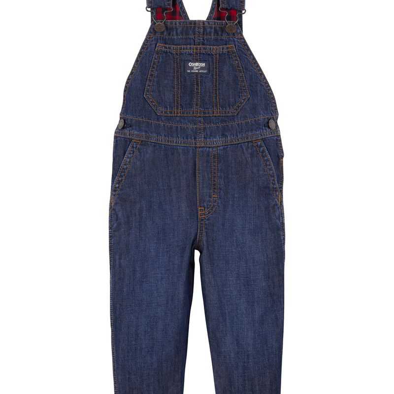Dark Wash Toddler Buffalo Plaid-Lined Overalls | Carter’s Oshkosh Canada