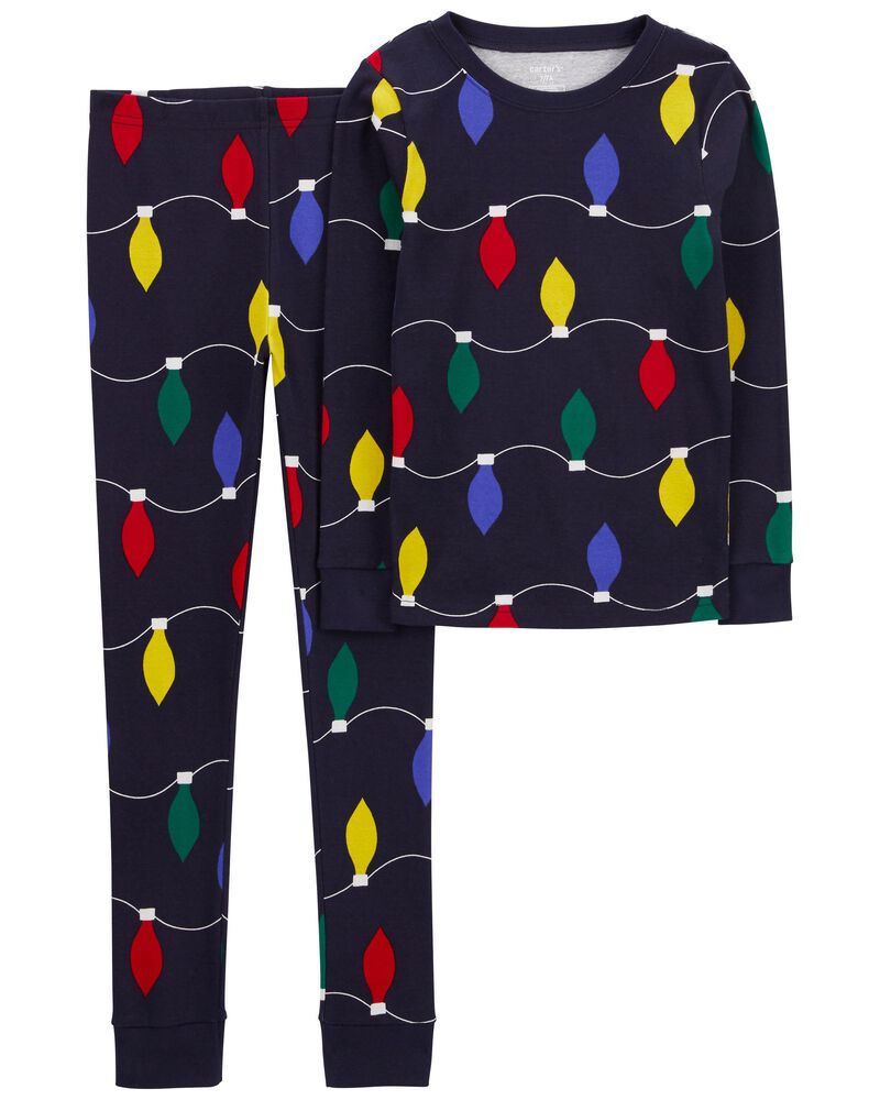 Navy 2-Piece Christmas Lights 100% Snug Fit Cotton Pyjamas | carters.com