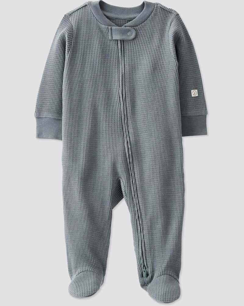 Aqua Slate Organic Cotton Waffle Knit Sleeper Pyjamas | carters.com