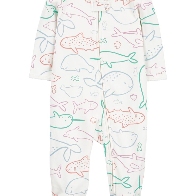 Ivory Baby Whale Zip-Up Sleeper Pyjamas | Carter’s Oshkosh Canada