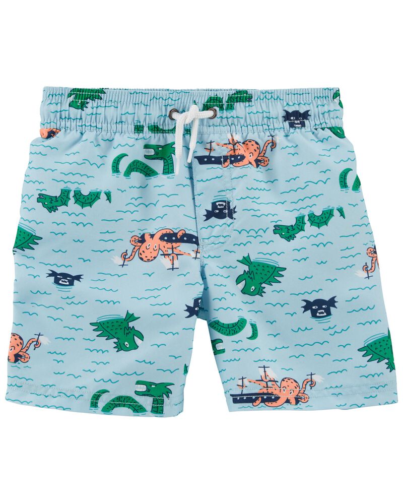 Blue Carter's Sea Monster Swim Trunks | carters.com