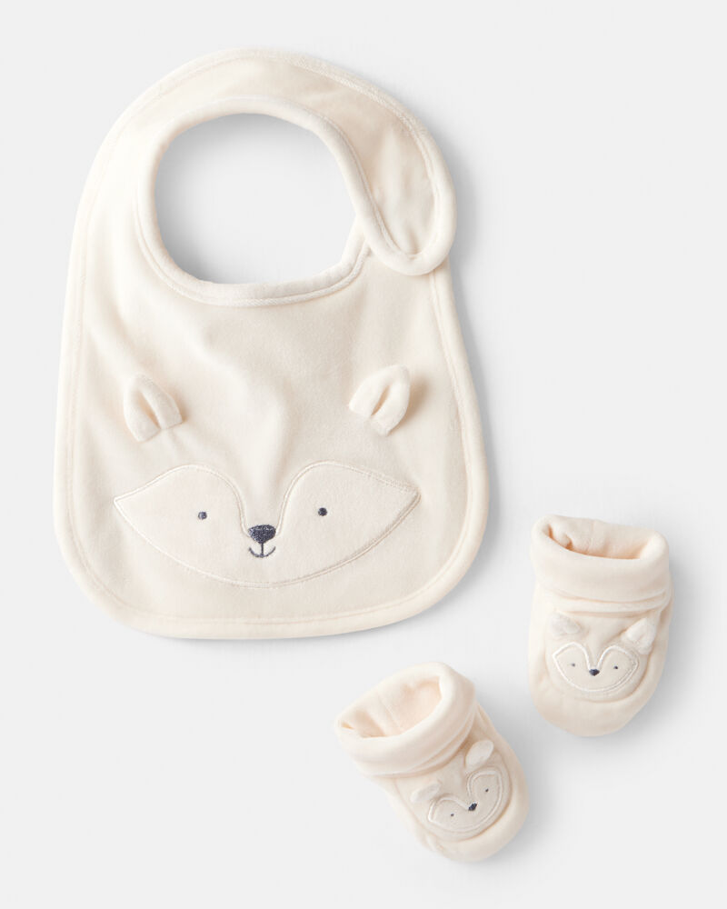 Baby Fox Bib & Booties Gift Set - Cream | Carter’s Oshkosh Canada